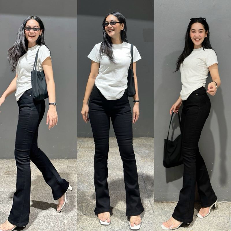 Code.W19 กางเกงยีนส์ขาม้าเล็กเอวสูง | Shopee Thailand