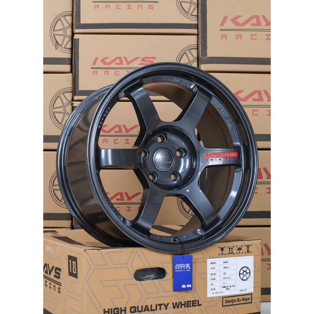 ล้อ TE37 Kays 18x9 et20 สีเทากันเงาหยอดแดง พร้อมยาง Deestone 255/55r18 ราคาต่อ 1 วง ล้อ+ยาง ...