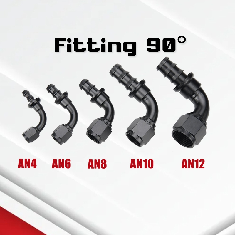 หัวฟิตติ้งแบบเสียบสาย Fittingแบบเสียบสาย AN4 AN6 AN8 AN10 AN12 0° 45° 90° 180 ระบบน้ำมัน สายถัก ...
