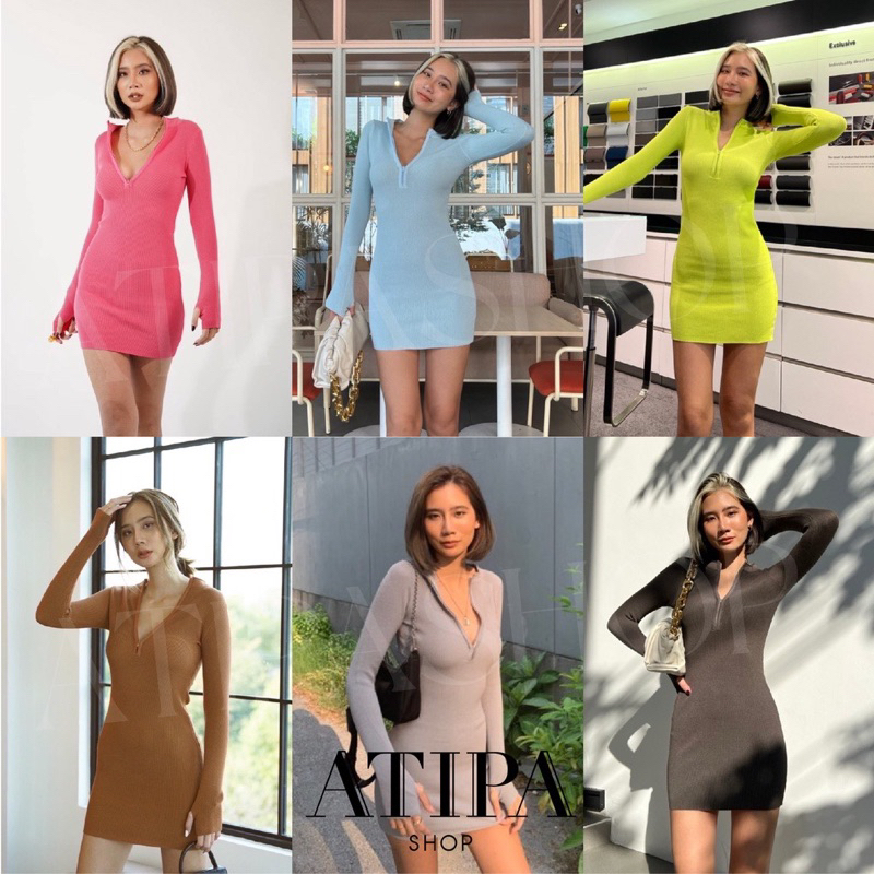 Atipa shop เดรส Freesize สีดำ เขียวมะนาว | Shopee Thailand