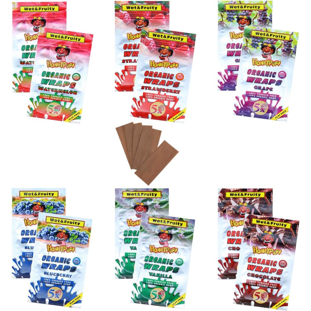 Honeypuff กระดาษบรั้น มี7กลิ่น7รสชาติ HONEYPUFF ORGANIC WRAPS 5 BLUNTS ...