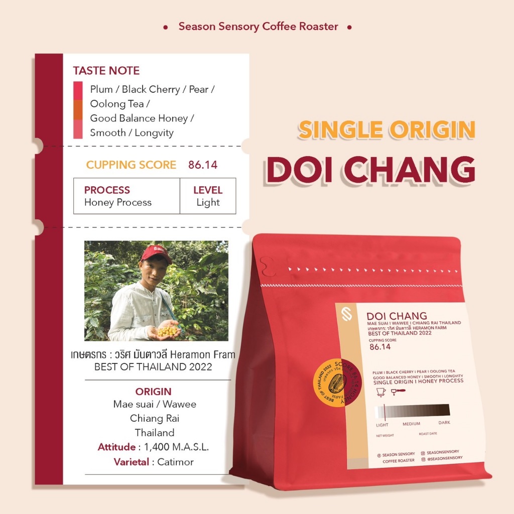 เมล็ดกาแฟคั่ว DOI CHANG (100g.) - Season Sensory Coffee Roaster กาแฟ ...