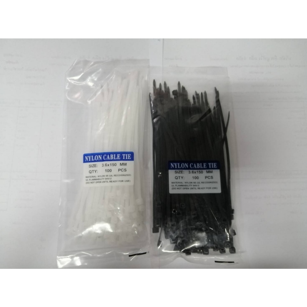 เคเบิ้ล สายรัดเคเบิ้ลไทร์ ที่รัดสายไฟ 4/6/8/10/12นิ้ว เคเบิ้ล ไทร์ กันร้อน 100 ชิ้น/ถุง C114 ...