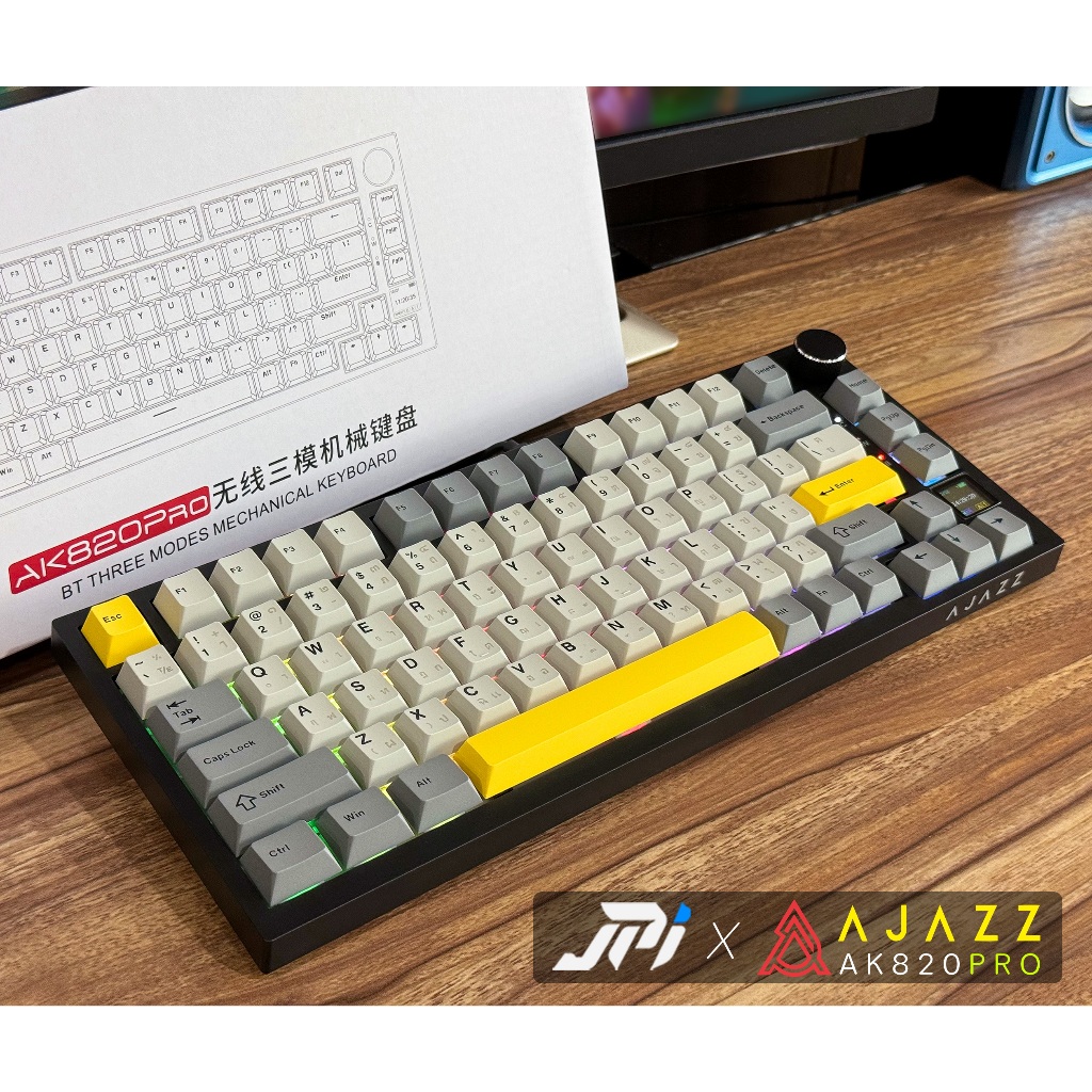 คีย์บอร์ดเกมมิ่ง AJAZZ AK820 PRO ไร้สาย Hotswap 82 ปุ่ม จอ TFT ...
