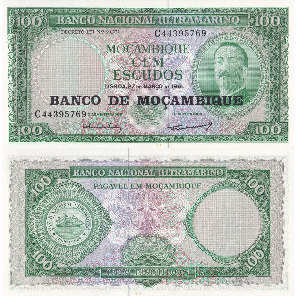 Mozambique 100 Escudos 1961 (1976) P 117 UNC | Shopee Thailand