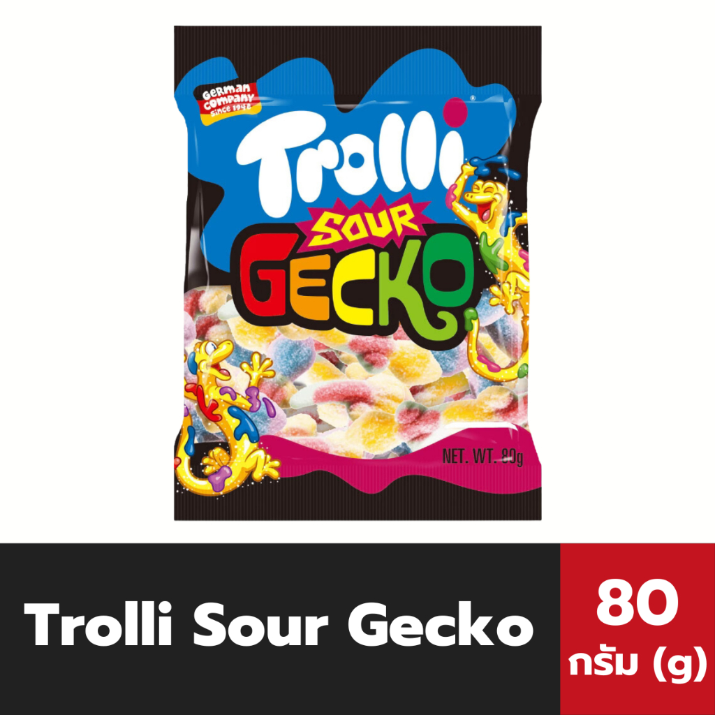 🔥🔥 Trolli Sour Gecko Gummi Candy Jelly 80 กรัม ทรอลลี่ วุ้นเจลาติน ...