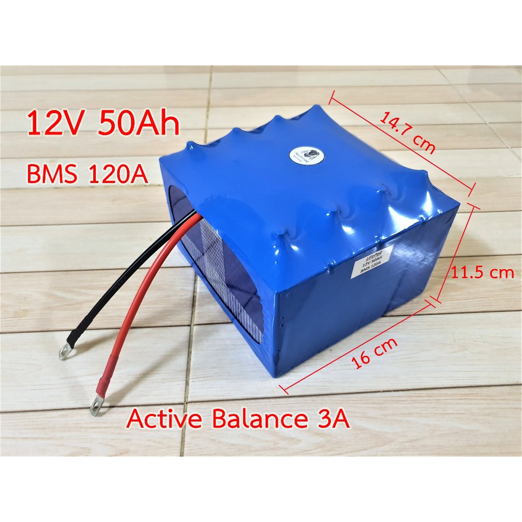 12V 50Ah + BMS 120A Active Balance แบตเตอรี่พร้อมใช้ Lifepo4 | Shopee ...