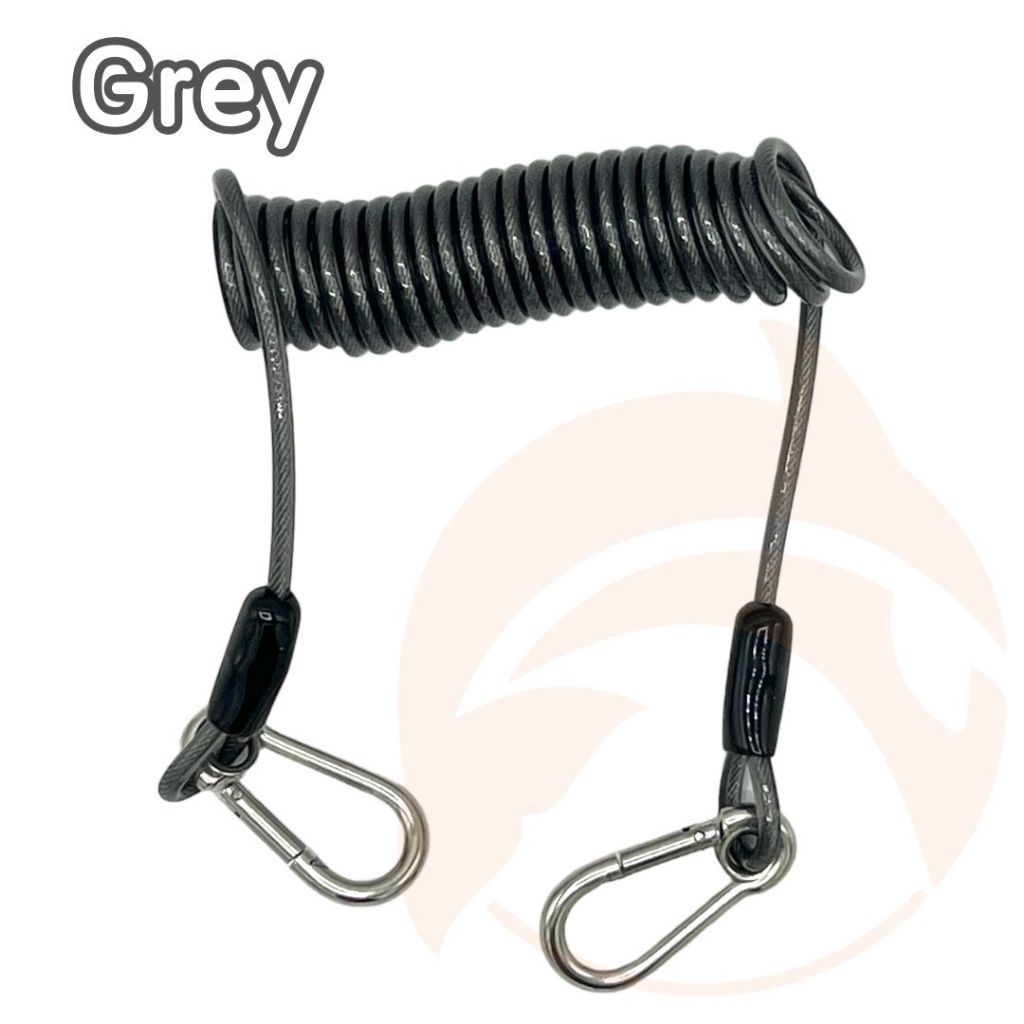 Coil spring lanyard with clips สายยืดยึดอุปกรณ์ดำน้ำ กล้องถ่ายรูปขนาด ...