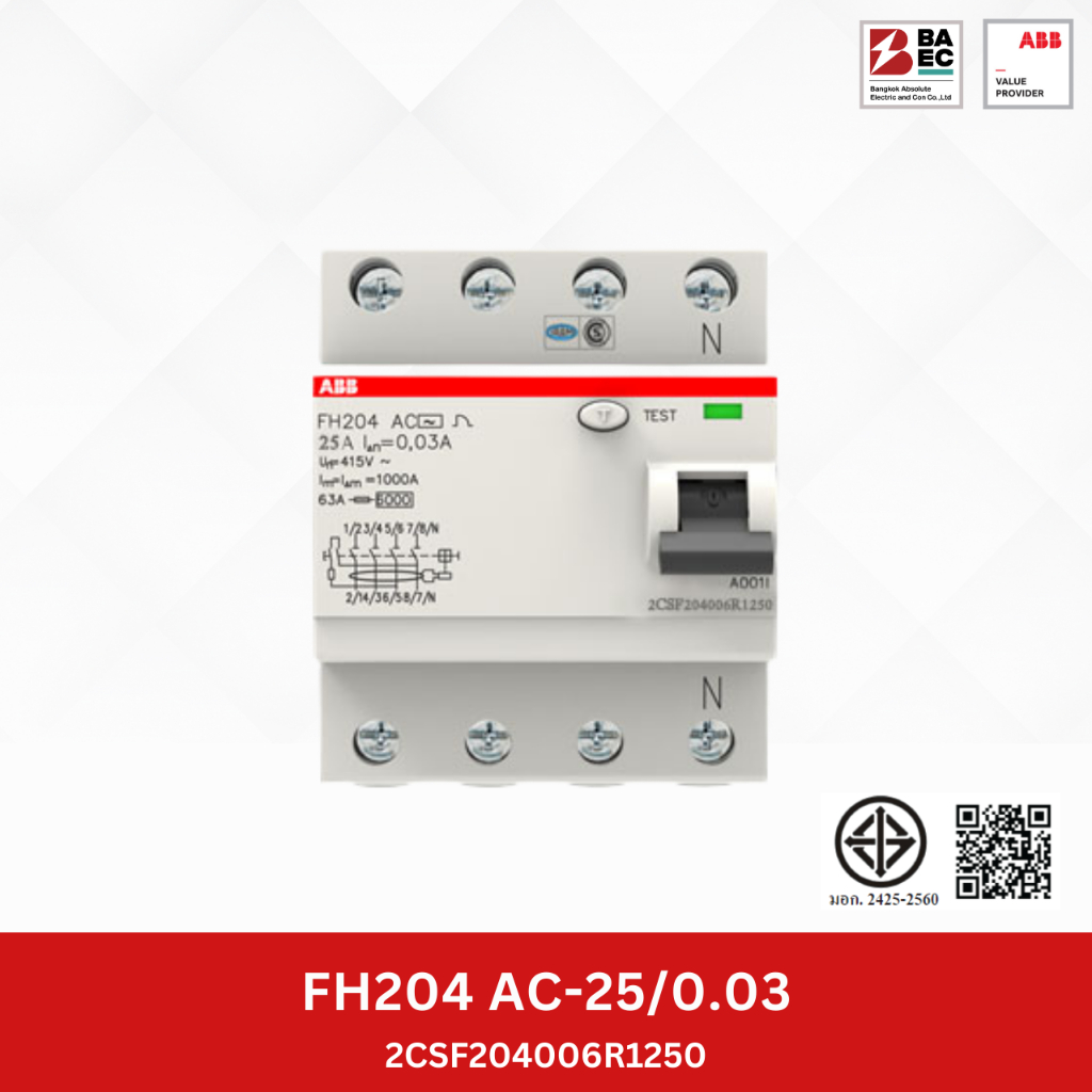 ABB FH204 AC-25/0.03 Residual Current Circuit Breaker | Shopee Thailand