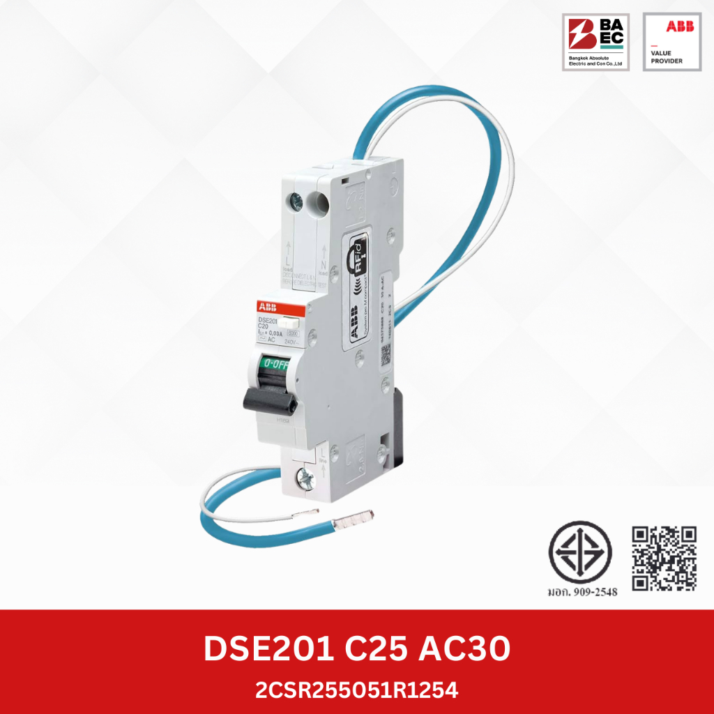 ABB DSE201 C25 AC30 - N Blue Residual Current Circuit Breaker with Overcurrent Protection ...