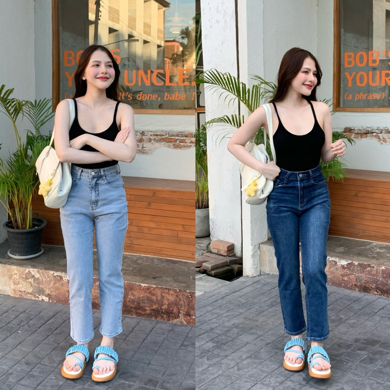 POP Jeans กางเกงทรงกระบอกเล็ก ผ้ายืด นุ๊มนุ่มมม กางเกงยีนส์ พร้อมจัดส่ง ...