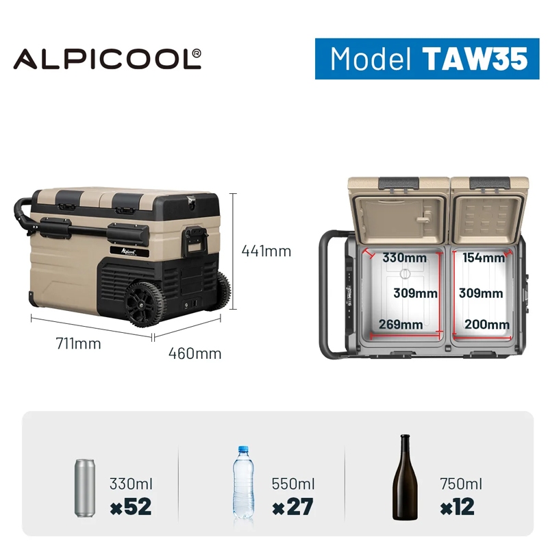 Alpicool Freezer TAW35 TAW45 TAW55 ตู้เย็นมินิทำความเย็น -20 ℃ตู้เย็น ...