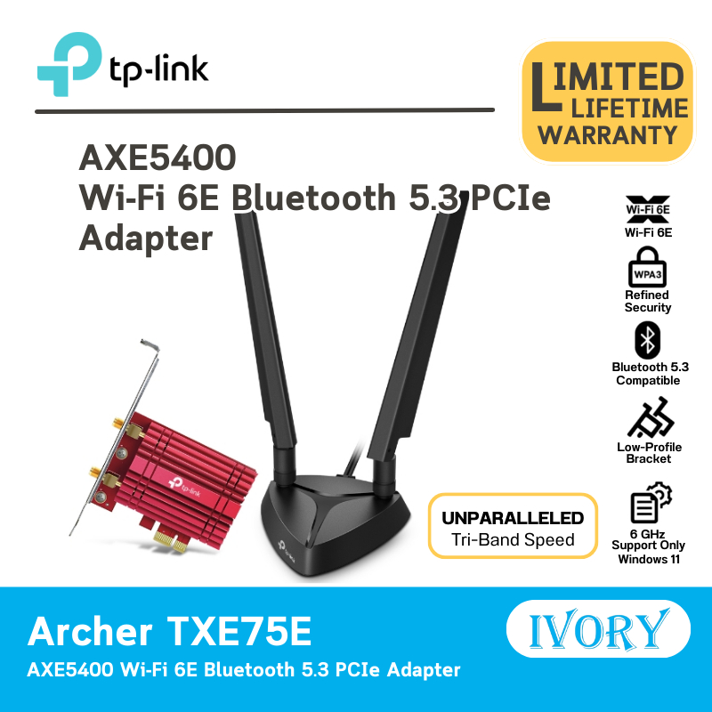 TP-Link Archer TXE75E AXE5400 Wi-Fi 6E Bluetooth 5.3 PCIe Adapter อะแดป ...