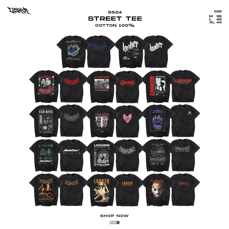 LOOKER - เสื้อยืดฟอกลายสกรีน | Shopee Thailand