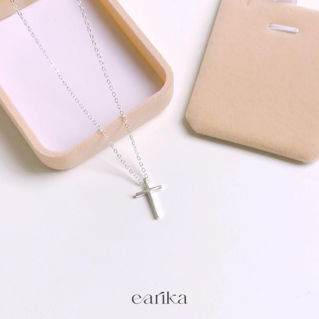(กรอกโค้ด A2E79 ลด 65.-) earika.earrings - the cross necklace สร้อยคอเงินแท้ S92.5 ปรับขนาดได้ ...