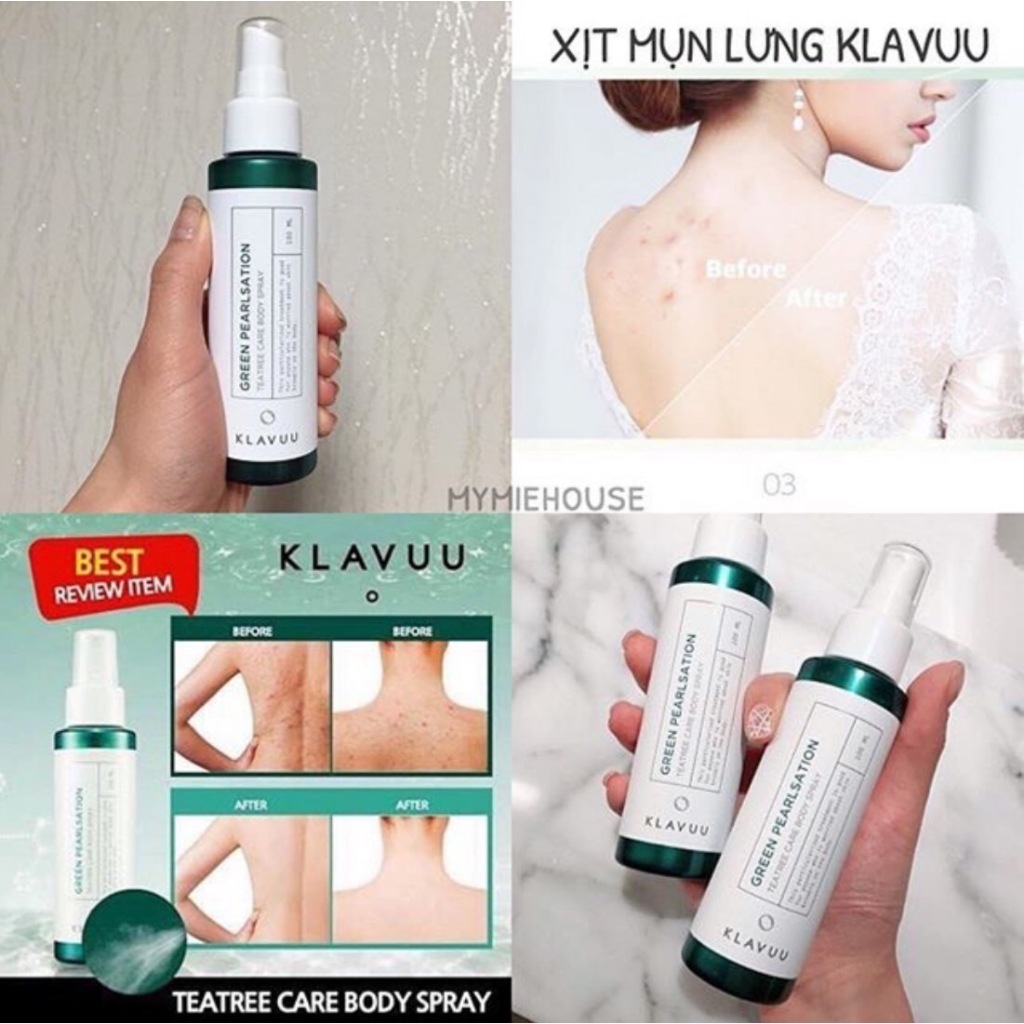 สเปรย์เพื่อผิวกายใสไร้สิว KLAVUU GREEN PEARLSATION Tea tree Care Body ...