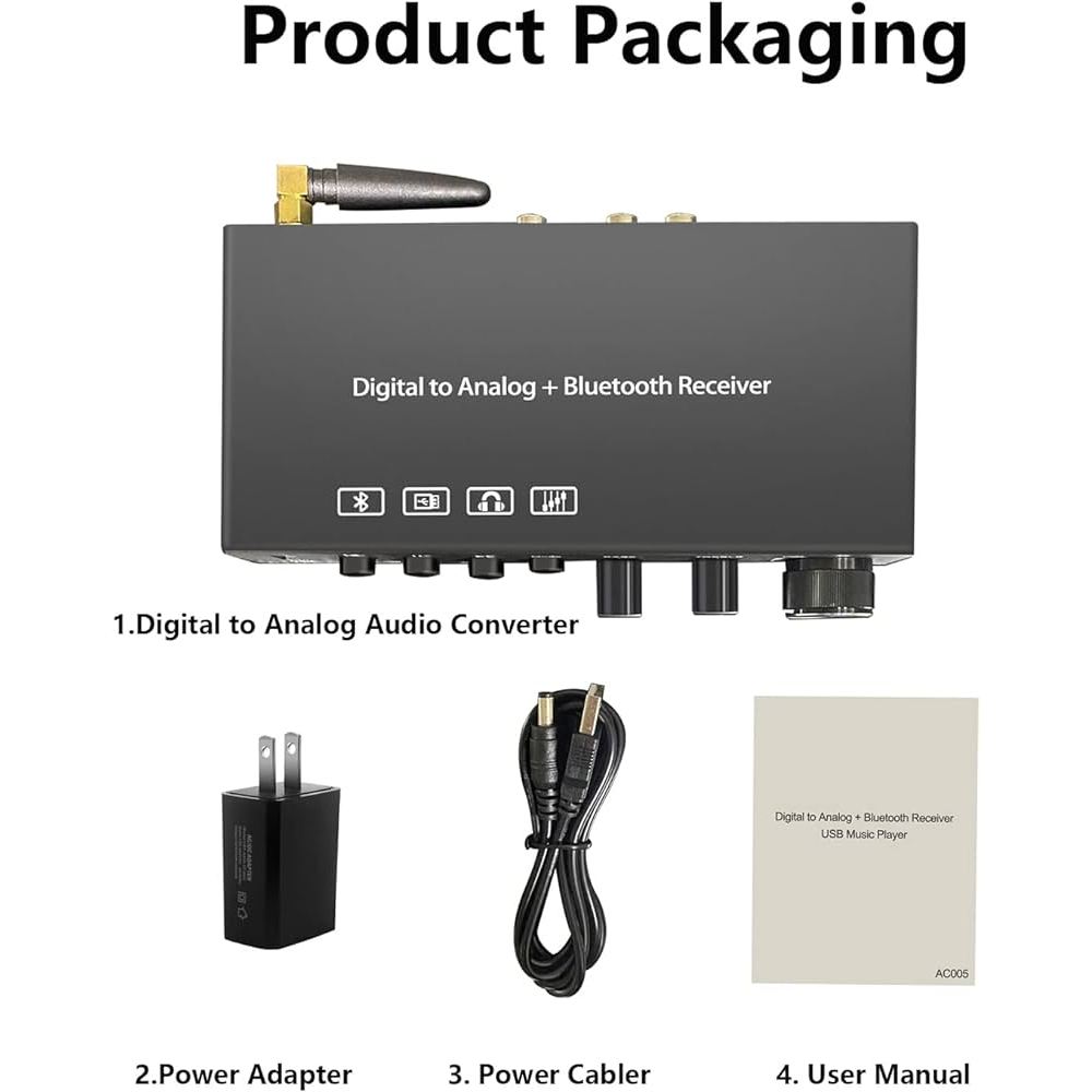 DAC CONBERTER AC005 ตัวรับสัญญาณเสียง bluetooth,usb,aux,Cpaxial,Optical (สินค้าใหม่แกะกล่อง มี ...