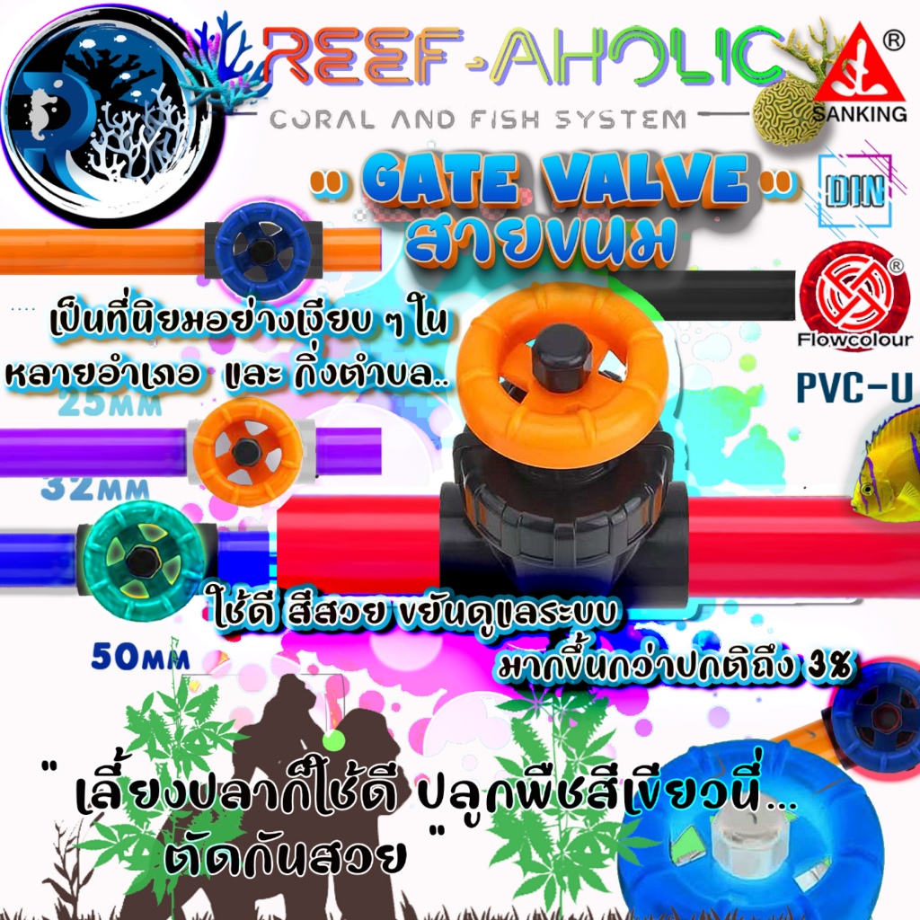Reef-ahollic Gate Valve UPVC พร้อมแต่งสีพวงมาลัย อยากให้งานท่อสีสดใส ...