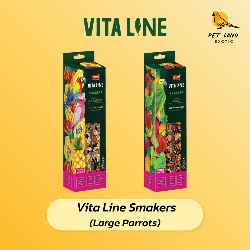 VITA LINE SMAKERS By Vitapol ขนมแท่งสำหรับ นกแก้วขนาดกลาง-ใหญ่ ยกกล่อง 2แท่ง 280g | Shopee Thailand