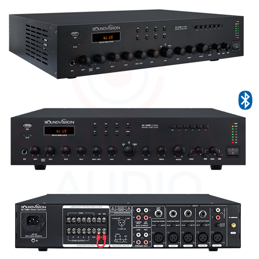 เครื่องขยายเสียง5โซน SOUNDVISION รุ่น SA150BT บลูทูธ USB 150วัตต์ 5โซน ...