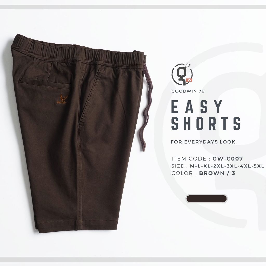 GOODWIN - C007 EASY SHORTS กางเกงขาสั้นเอวยืดมีเชือกผูกเอว ผ้ายืด | Shopee Thailand