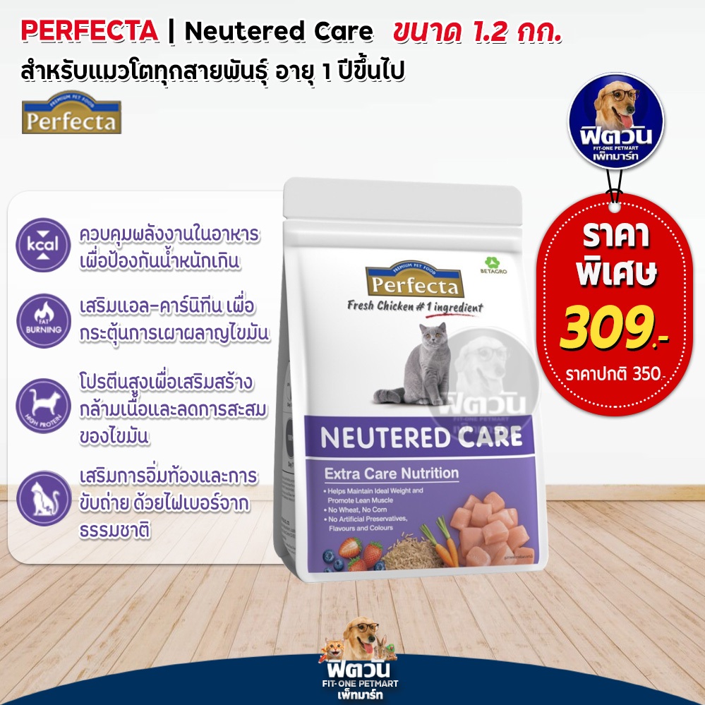 Perfecta NEUTERED CARE (ADULT) อ.แมวโต1ปีขึ้นไป ทำหมัน สูตรลดปัญหาโรค ...