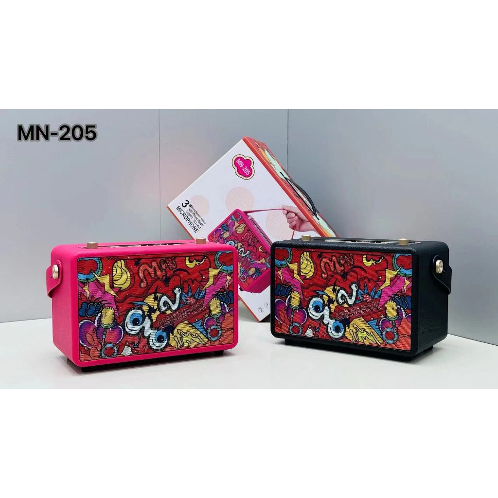 ลำโพงบลูทูธ รุ่น MN-205 มีหูหิ้วพกพา ลำโพงบลูทูธคาราโอเกะ รองรับ USB AUX TFเสียบไมค์ได้ เบสหนัก ...