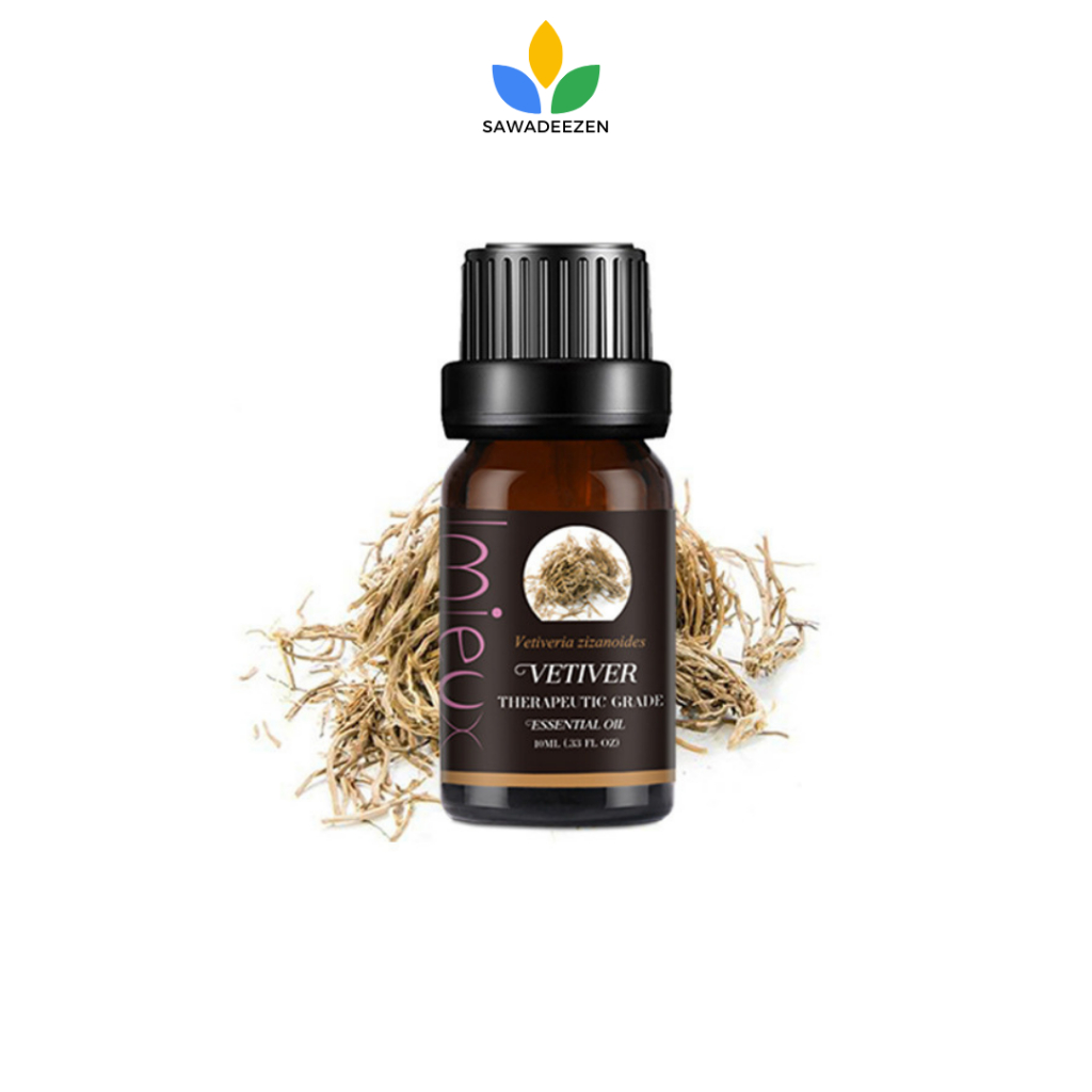 Vetiver Essential Oil, 100% Pure, Therapeutic Grade, 10 ml น้ำมันหอมระเหย กลิ่น หญ้าแฝก ...