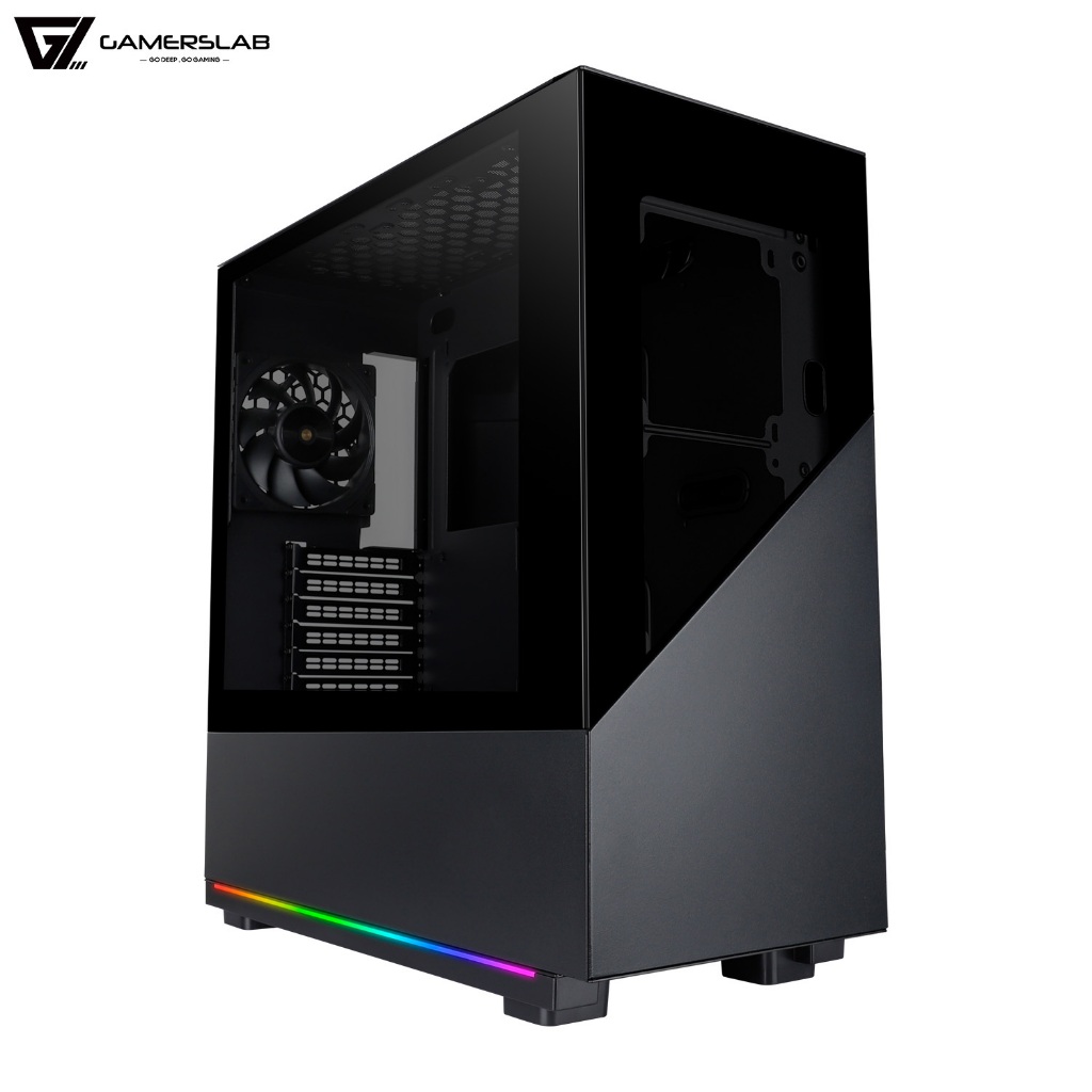 เคสคอมพิวเตอร์ Gamerslab Make In Black Serie X363 ATX Chassis Gaming Computer Case with DS-12 ...