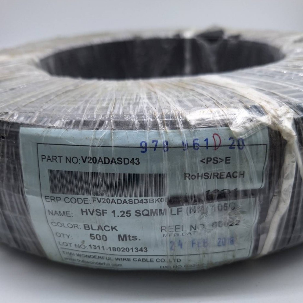 (ปี2018-2019)(500 เมตร) สาย HVSF 1.25Sqmm, 105°C, 300V, มาตรฐานญี่ปุ่น ...