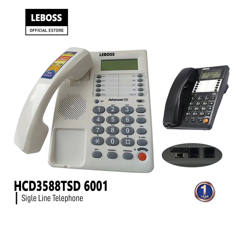 LEBOSS Single Line KX-T6001 โทรศัพท์มีสาย โทรศัพท์สำนักงาน โทรศัพท์ตั้ง ...