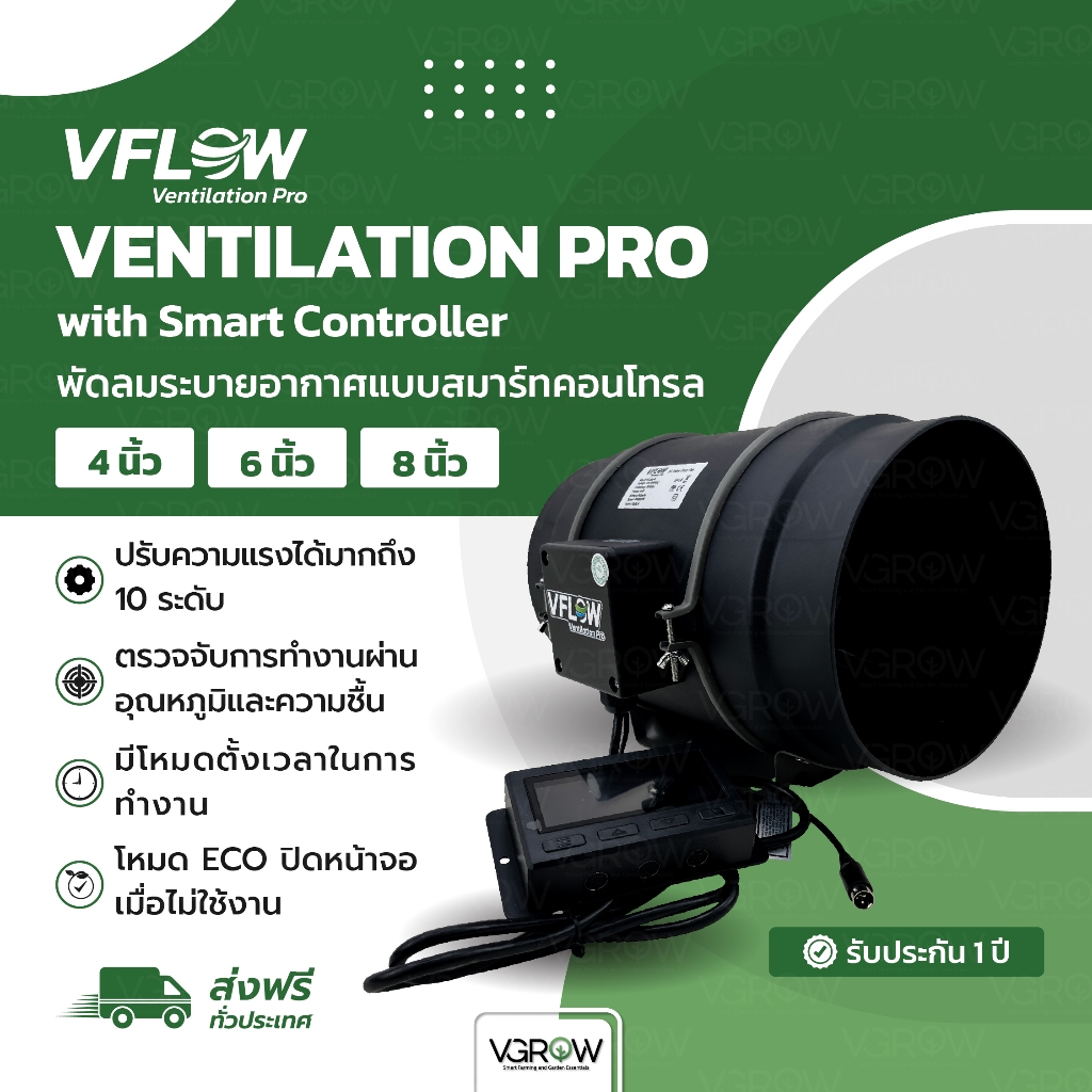 [ส่งฟรี] VFLOW Smart fan พัดลมระบายอากาศอัจฉริยะ ขนาด 4,6,8 นิ้ว Exhaust fan พัดลมดูดอากาศ ...