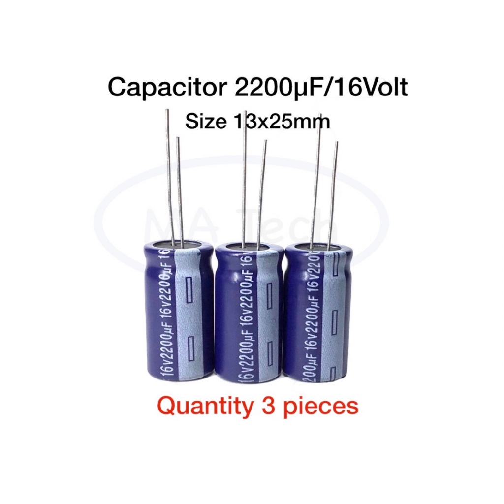 capacitor 2200uF 16V คาปาซิเตอร์ 2200uF 16V ตัวเก็บประจุ ตัว C 1 ชุดมี ...