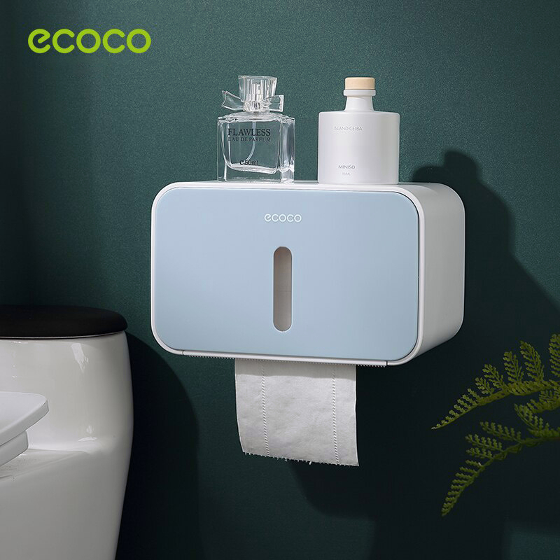 Ecoco ที่ใส่ทิชชู่ในห้องน้ำ ที่ใส่กระดาษทิชชู ออแกไนเซอร์ ติดผนัง ชั้นเก็บทิชชู่ | Shopee Thailand