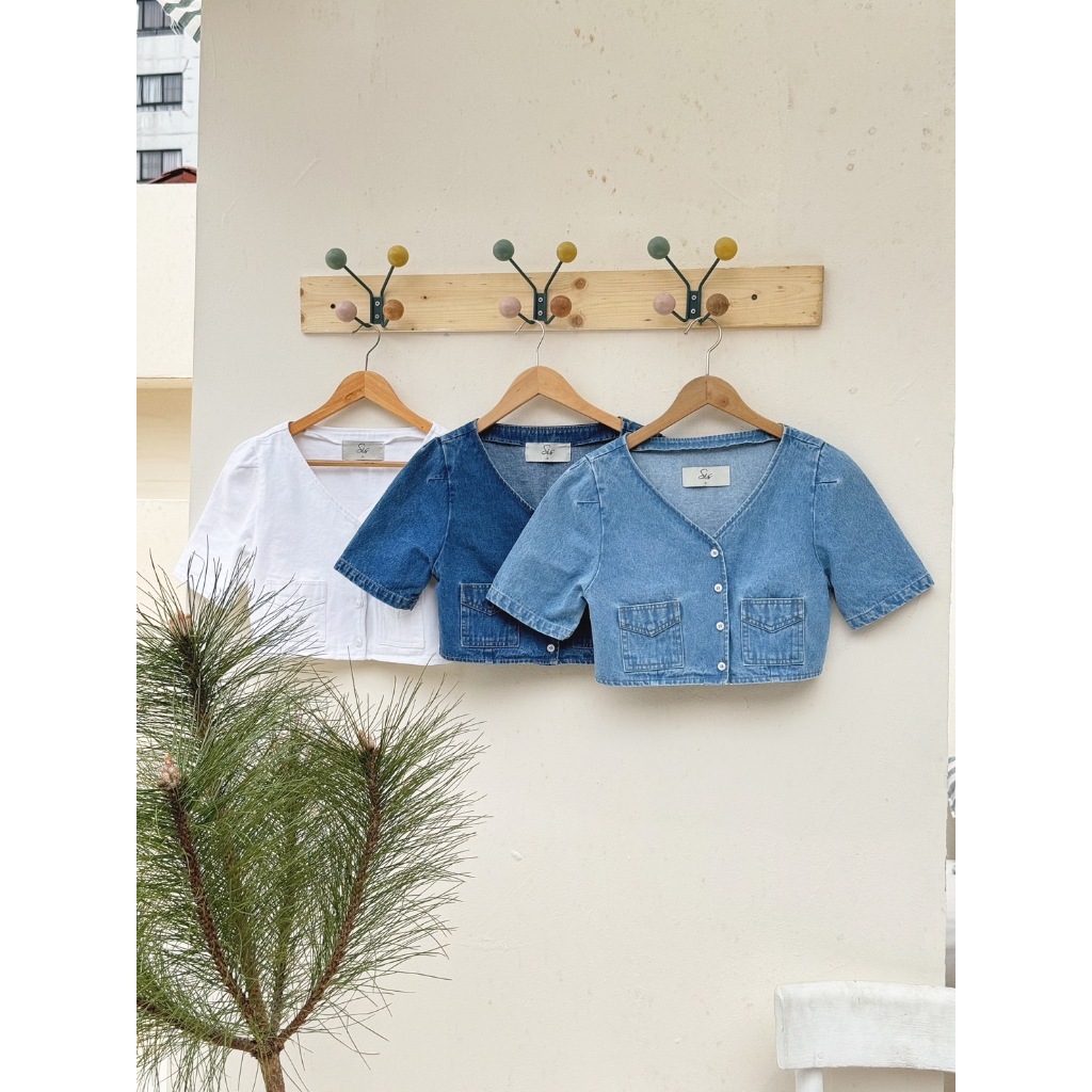 Sis storyเสื้อแขนสั้น กระดุมหน้า ทรงครอป Sis T08 Stellar button up ...