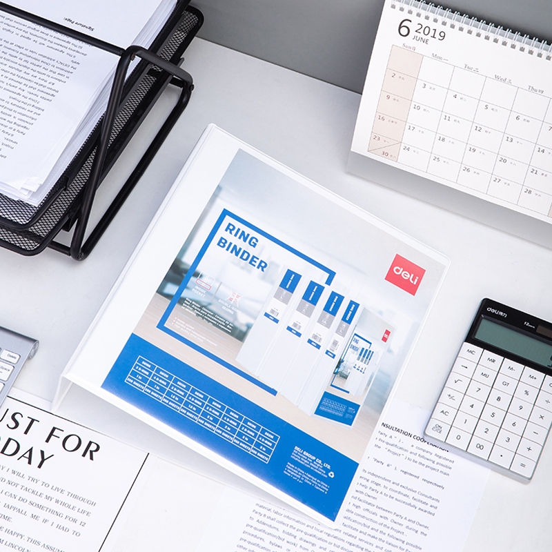 แฟ้มสันห่วง แฟ้มพลาสติก2ห่วง สันกว้าง2นิ้ว ขนาด A4 แฟ้มสองรู Deli 5616N ...