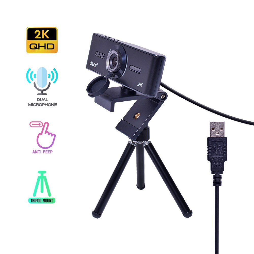 OKER กล้องเว็บแคม 2K หัวเสียบ USB WEB CAMERA QHD 2K WEBCAM HD89-2K ...