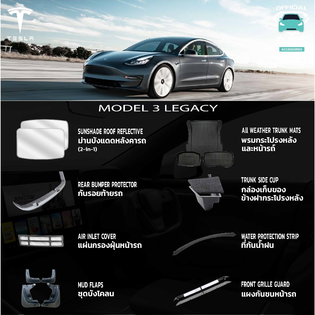 ⚡[ลดถึง 70%!] รวมสินค้า Tesla Model 3 Legacy (2021-2023) รุ่นเก่า - EV ...