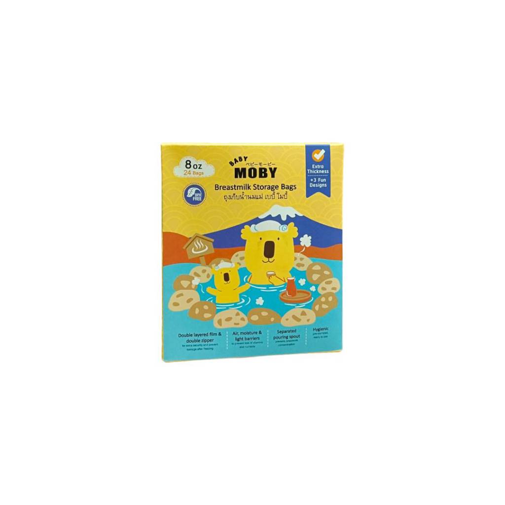 Moby ถุงเก็บนม Breast Milk Storage Bags ขนาด8 ออนซ์ บรรจุ 24 ถุง(1กล่อง ...