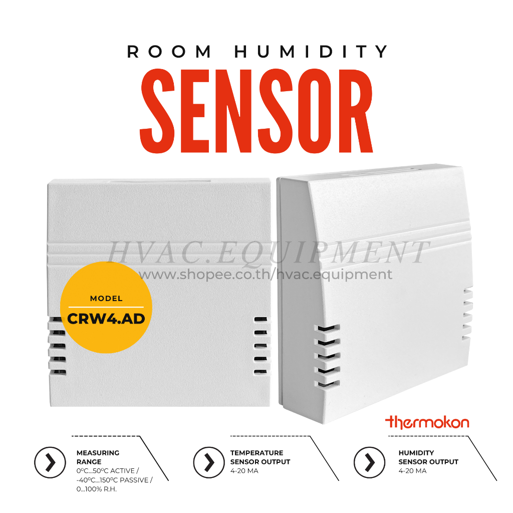 Thermokon, CRW4 Series, Room Humidity and Temperature Active Sensor ...