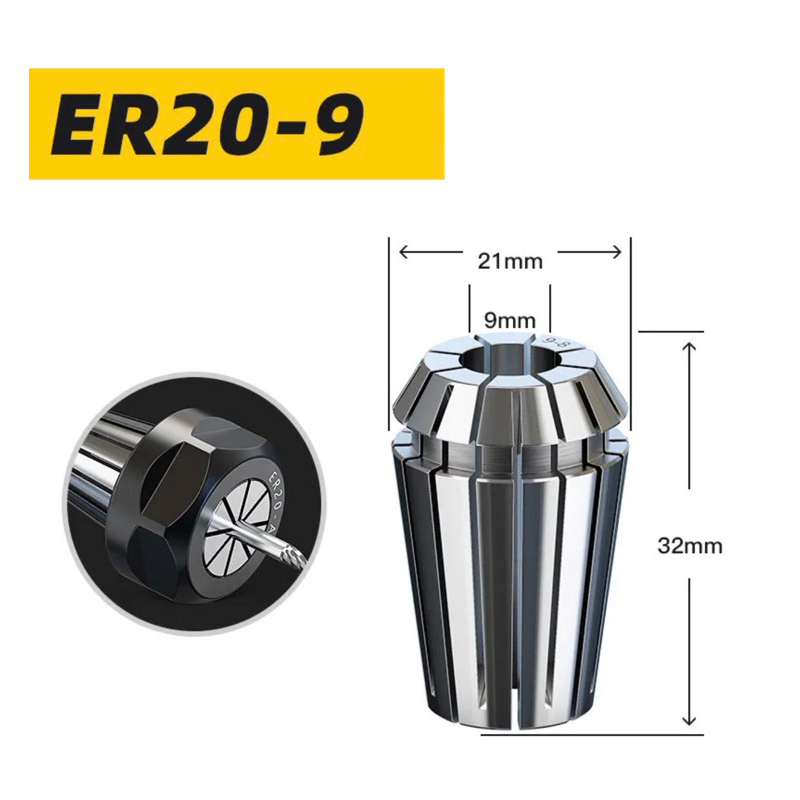 ลูกคอลเลต ER20 Collet ER20 SIZE 1-13mm เหล็กสปิง65Mn ความแม่นยำ ≤ 0.008 ...