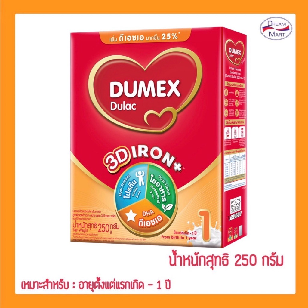 [นมผง] Dumex Dulac ดูเม็กซ์ดูแลค สูตร1 ขนาด 250 กรัม (Exp.13/07/2025) | Shopee Thailand