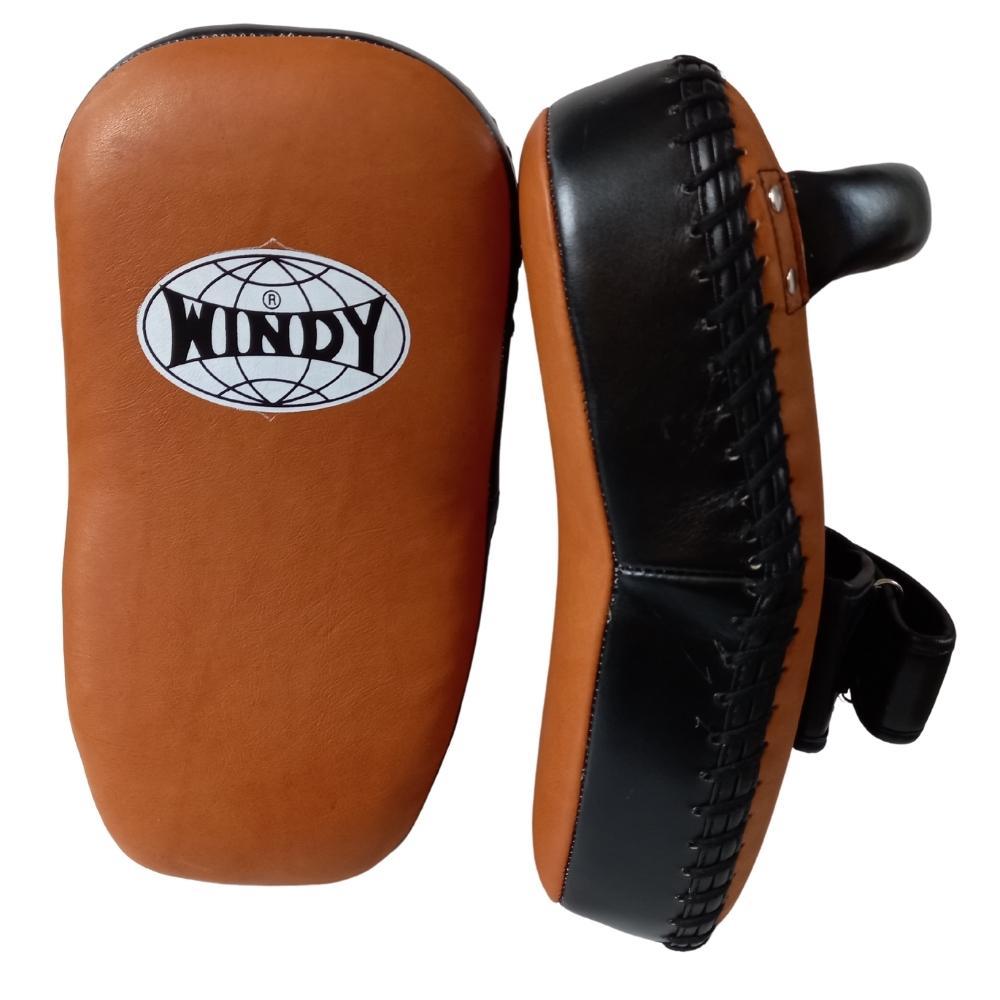 Windy Kick pads Curved KP-8 Brown -Black Genuine Leather for training ...