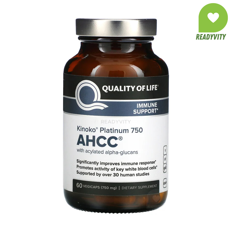 Quality of Life Labs, Kinoko Platinum AHCC, 750 mg, 60 Vegicaps ...