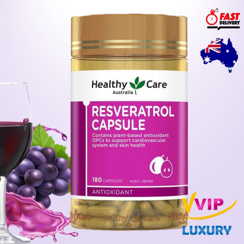 เรสเวอราทรอล Healthy Care Resveratrol with Grape Seed Extract 180 ...
