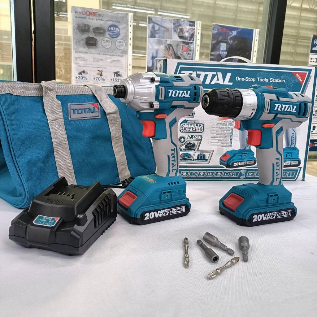 Total สว่านไขควงกระแทกแบตเตอรี่ไร้สาย 20v. TCKLI2006 ***สามารถออกใบกำกับภาษีได้*** | Shopee Thailand