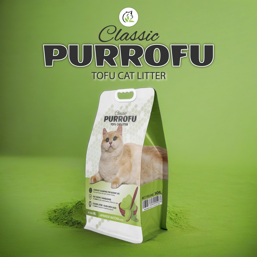 PURROFU Tofu Cat Litter ทรายแมวเต้าหู้ สูตรคลาสสิค ขนาด 10 ลิตร ...