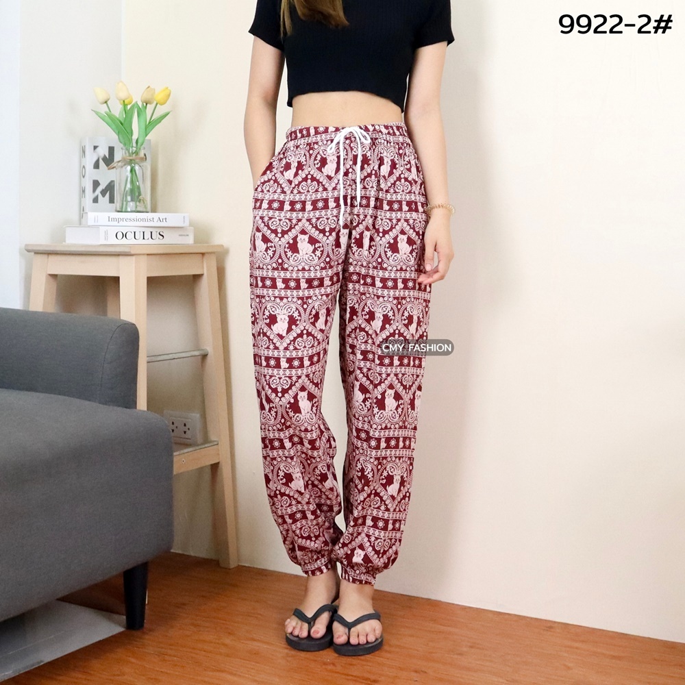 9922# 9944# กางเกง ขายาว งานขาจั้ม พิมพ์ลายแมว/กราฟิก น่ารัก ผ้าสปัน ใส่ได้ทั้งชายและหญิง ...