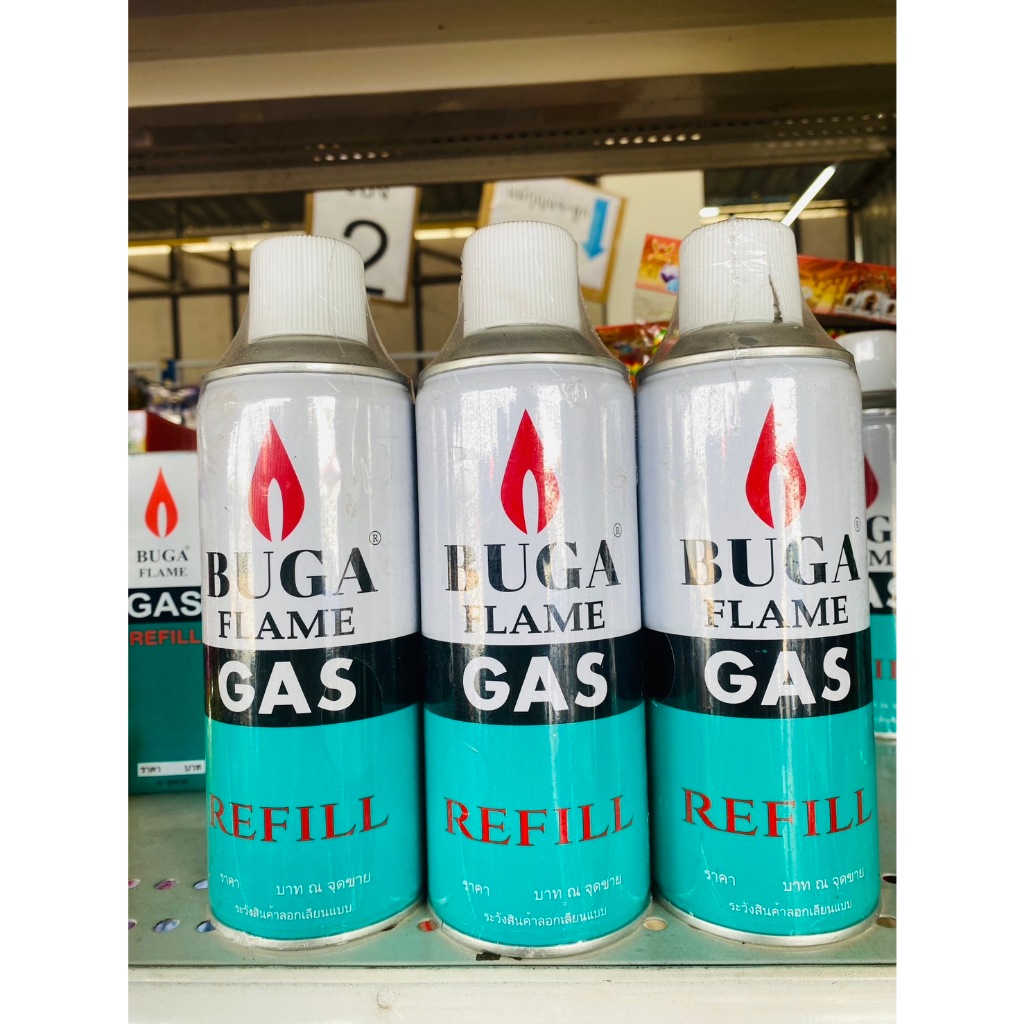 ยกแพ้ก3กระป๋อง แก๊สกระป๋อง ฝาแดง BUGA FLAME GAS แก๊สเติมไฟแช็ค BUGA GAS ...