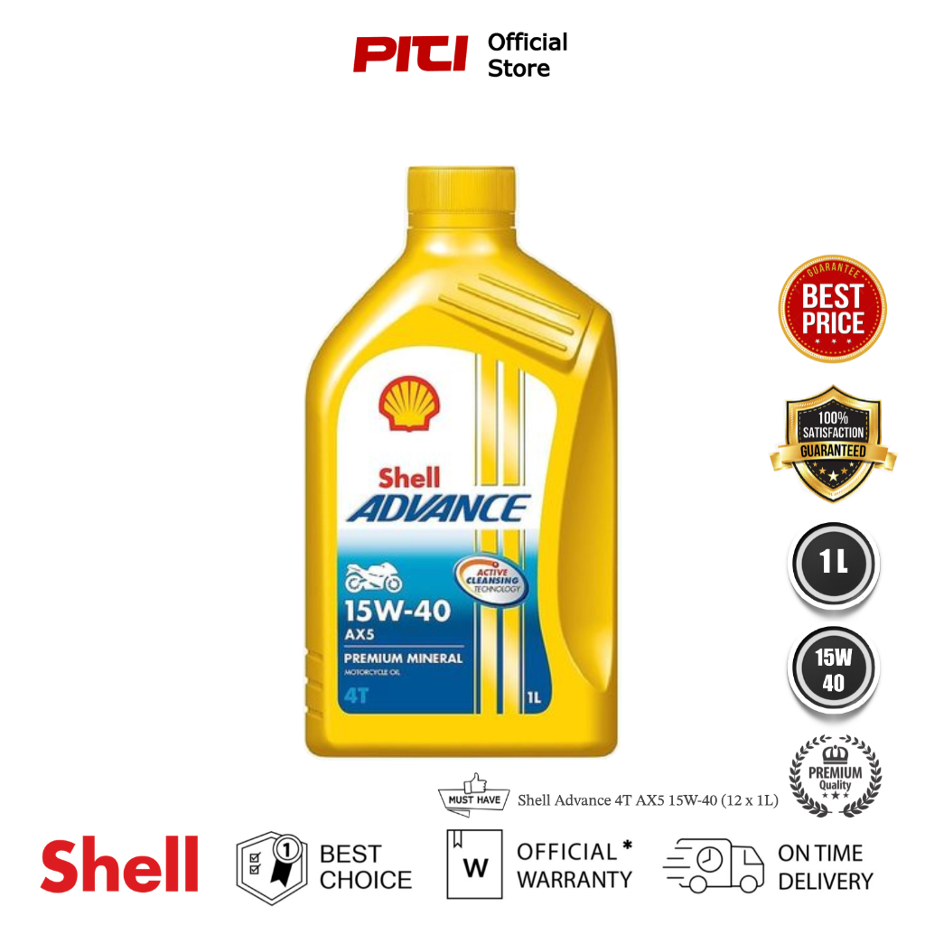 Shell Advance 4T AX5 15W-40 (12 x 1L) Premium Mineral | Shopee Thailand
